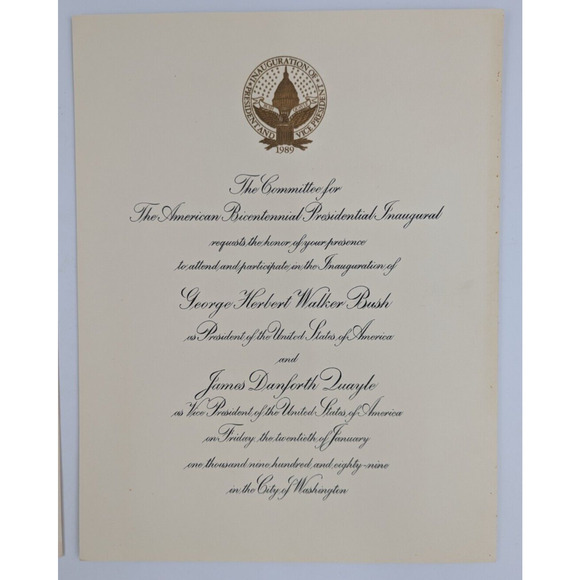 Other | 1989 Inauguration Inaugural Invitation President George H W ...